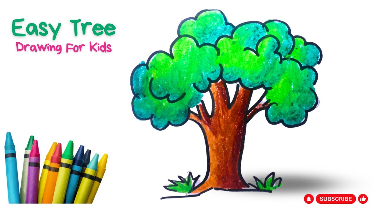 🌳 Easy Tree Drawing & Colouring for KIDS🌳 - YouTube