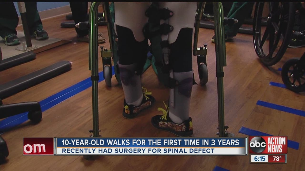 10-year-old Shane Kaufman walks for first time in three years - YouTube