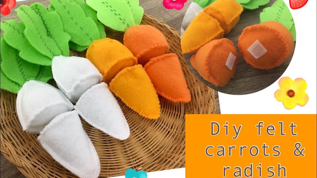 How to make felt carrots and radish | HappyBankyCraftymom - YouTube