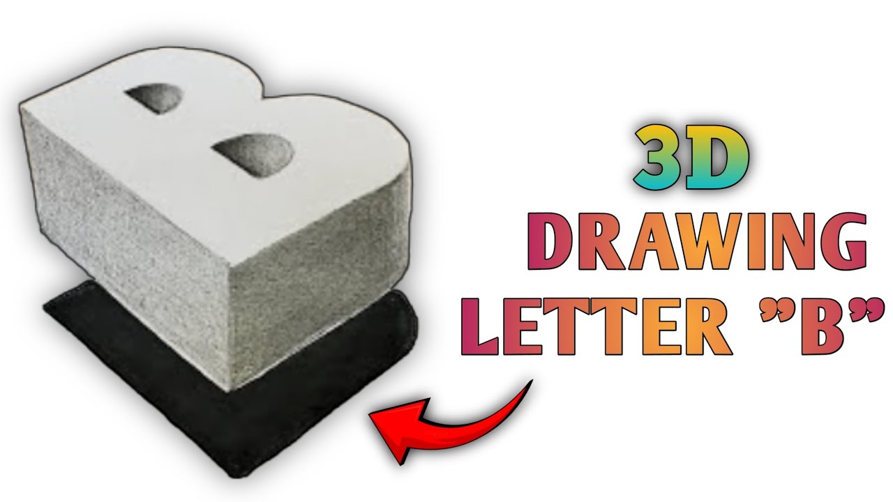 How To Draw 3D Floating Alphabet Letter B || 3D Floating Drawing - YouTube
