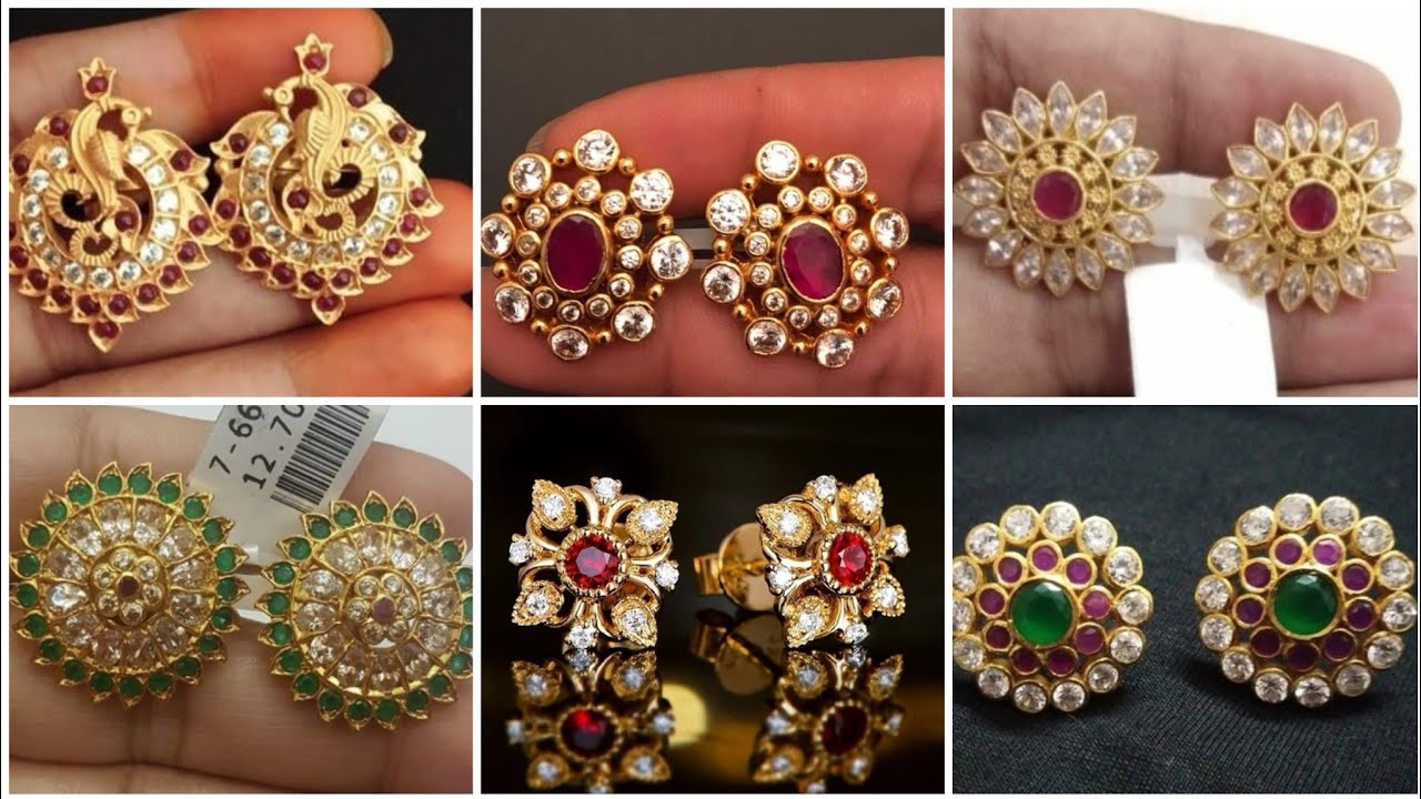 Trending daily wear stud earrings with its weight//studs//hoops. - YouTube