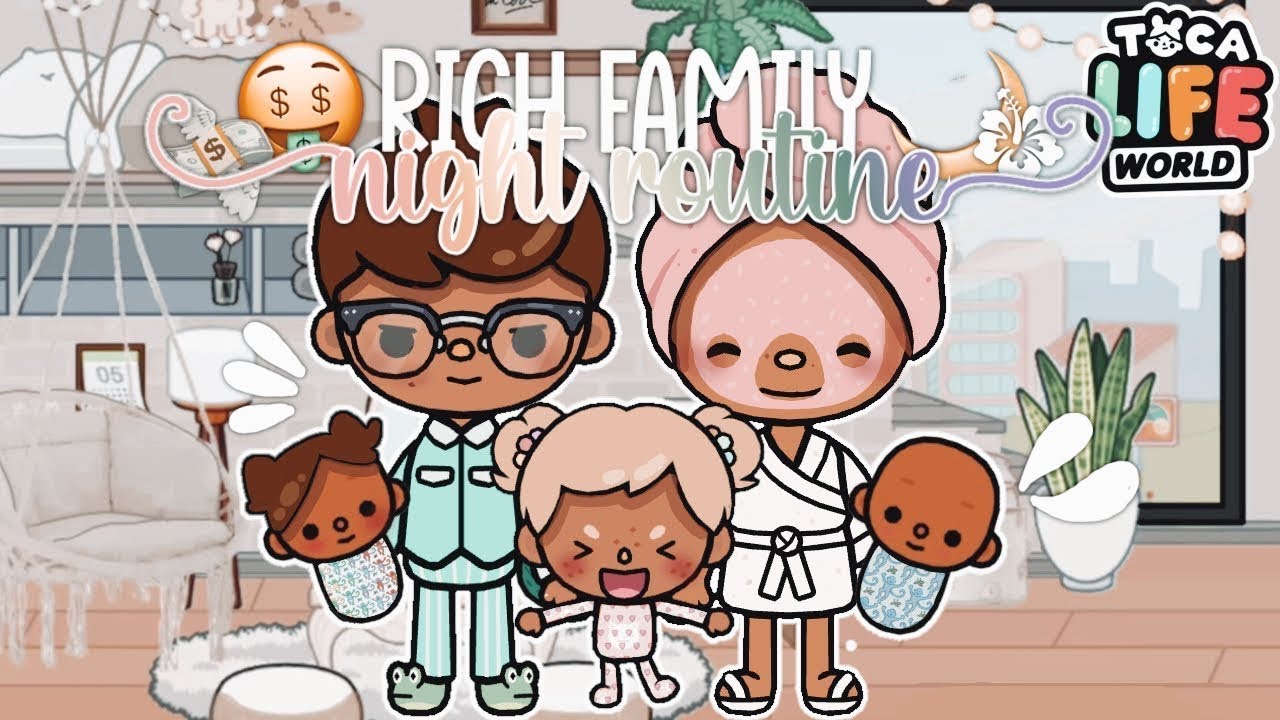 Rich Aesthetic Family Night Routine 🌙 | *with voice* | Toca Boca Family ...