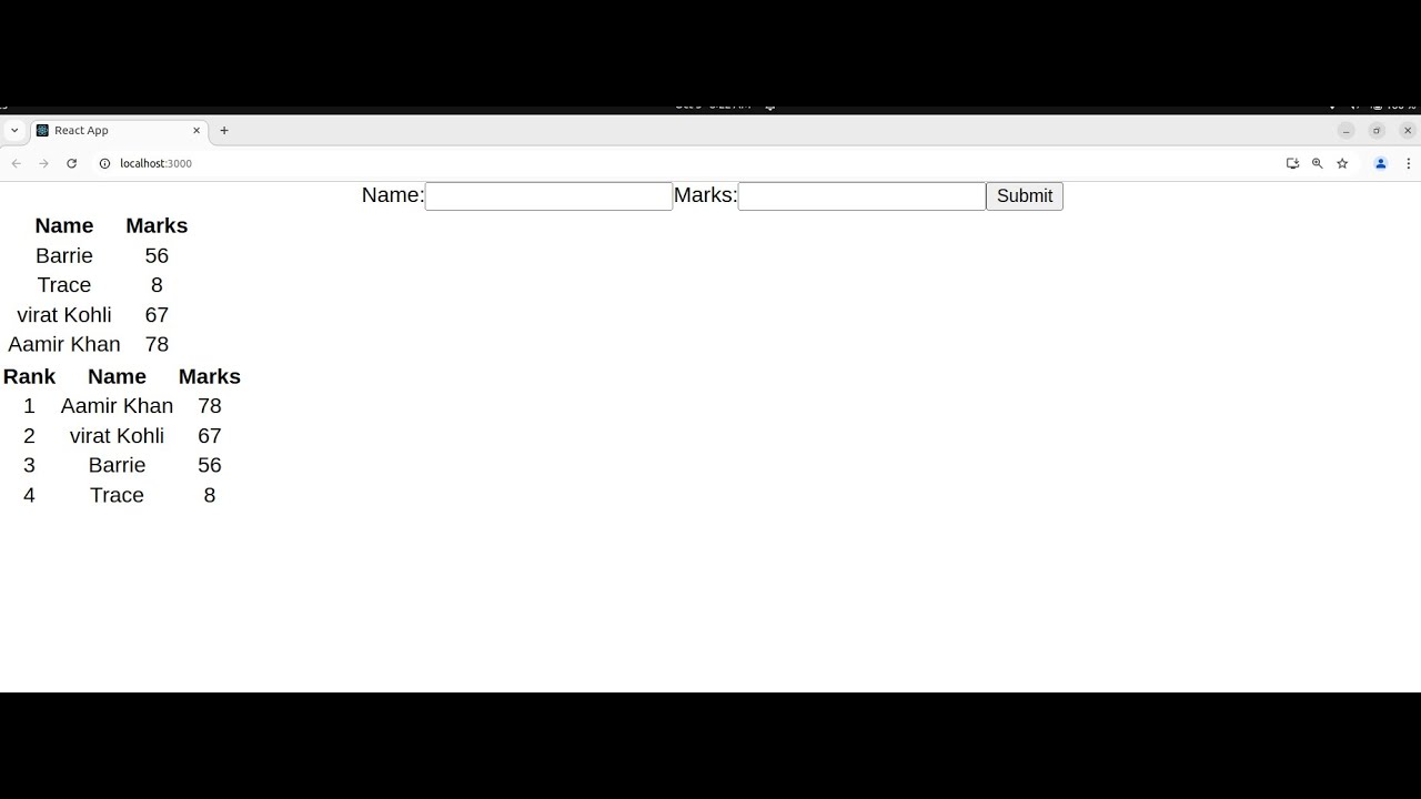 React Student ranking system - YouTube