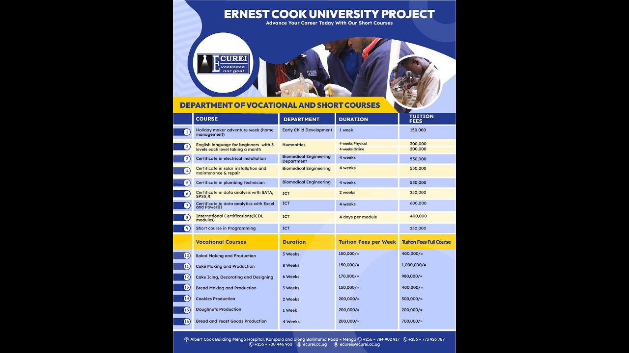 VOCATIONAL & SHORT COURSE DEPARTMENT - ECUREI UNIVERSITY - Luganda ...