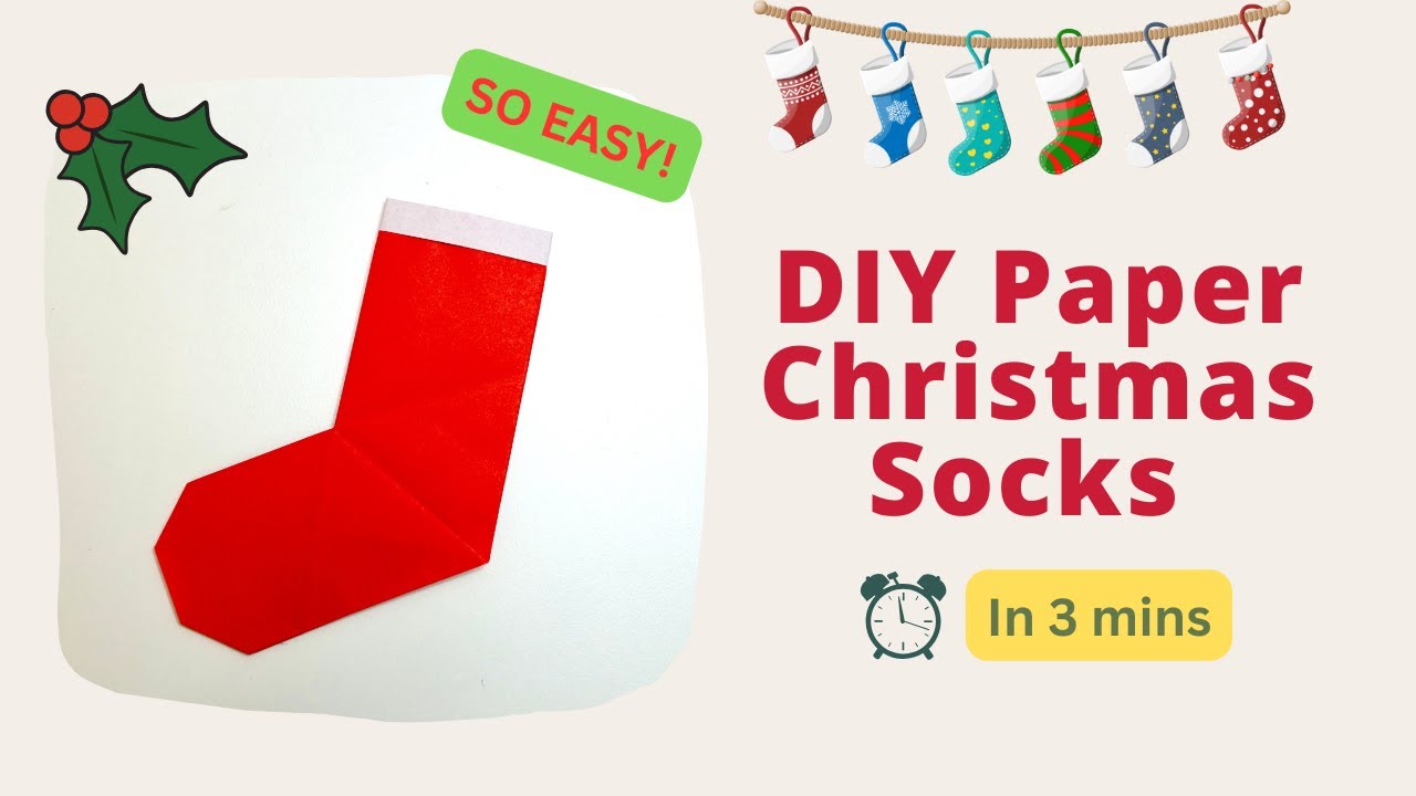 🎄 Easy Origami Christmas Sock: Holiday Decoration & Bookmark DIY in 3 ...