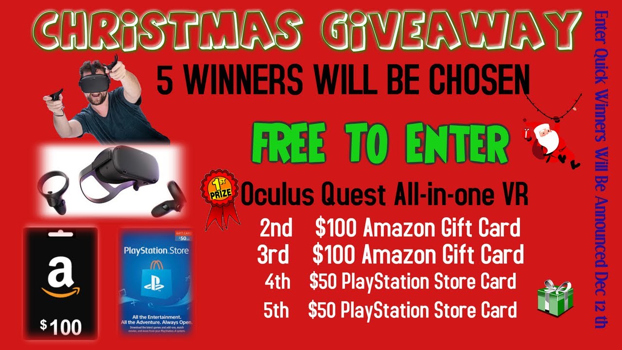 CHRISTMAS GIVEAWAY 2020 ( 5 WINNERS) OCULUS QUEST VR, AMAZON GIFT CARDS ...