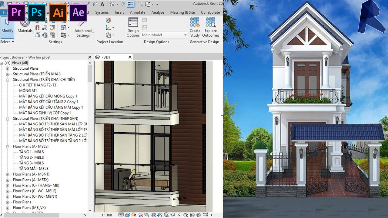 Revit Architectural 1.40. Giới thiệu công cụ Split Face để tạo khoảng ...