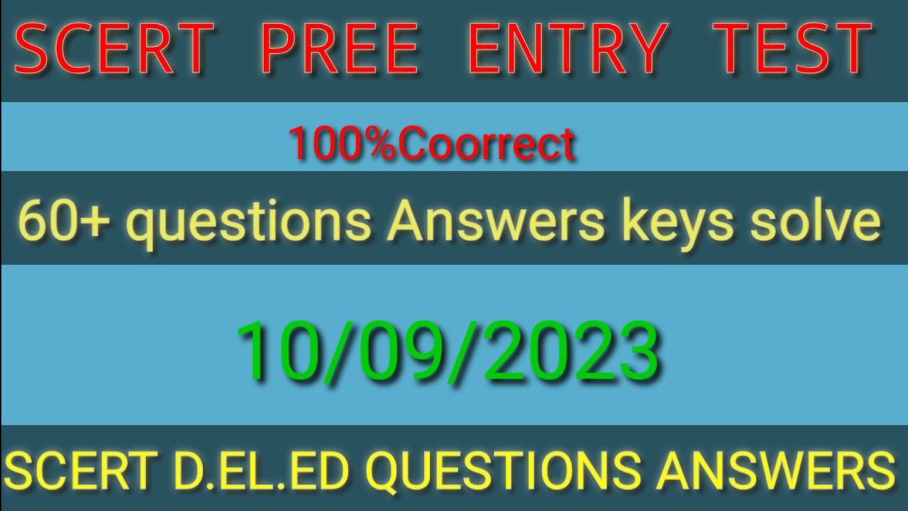 SCERT EXAM PRE ENTRY TEST QUESTIONS ANSWER UPDATES#scert #answerkey # ...