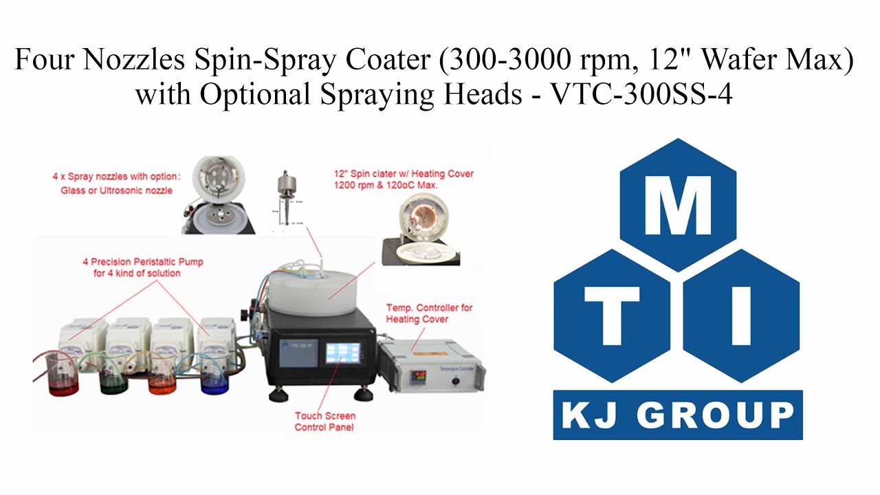 Four Nozzles Spin-Spray Coater (300-3000 rpm,12" Wafer Max) w/ Optional ...