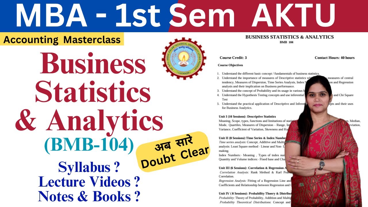 Business Statistics & Analytics | MBA -1st Semester | AKTU | 2025 ...