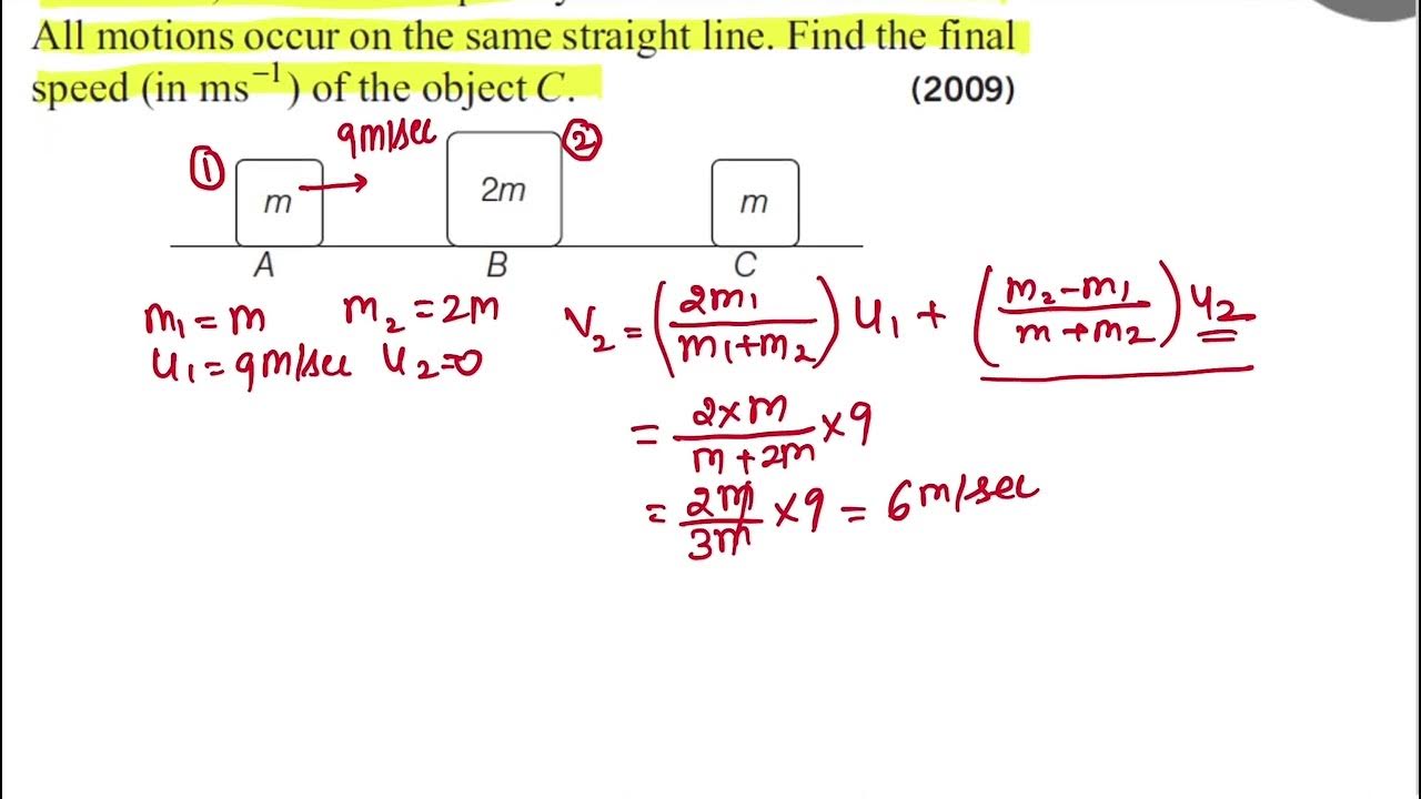 Three objects \( A, B \) and \( C \) are kept in a straight line on a frictionless horizontal su ...