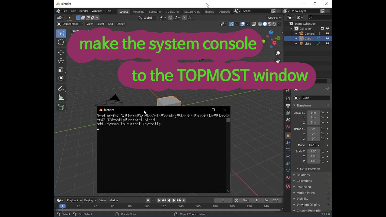 make the system console to the TOPMOST window. - YouTube