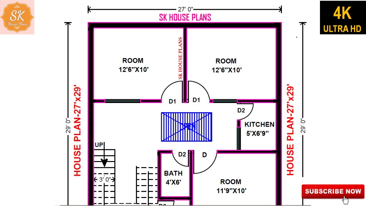 HOUSE PLAN 27' X 29’ / 783 SQ.FT / 87 SQ.YDS / 73 SQ.M / 87 GAJ / GHAR ...
