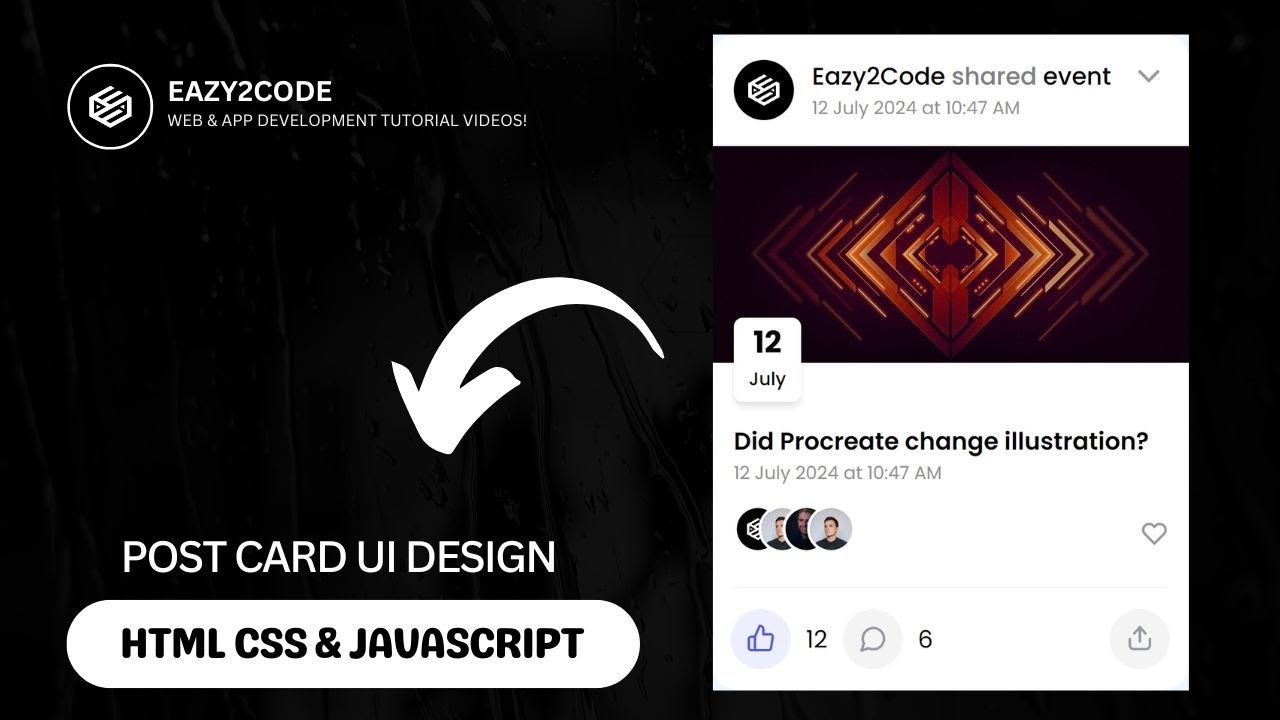 Functional Post Card in HTML CSS & JavaScript | Responsive Post Card in ...