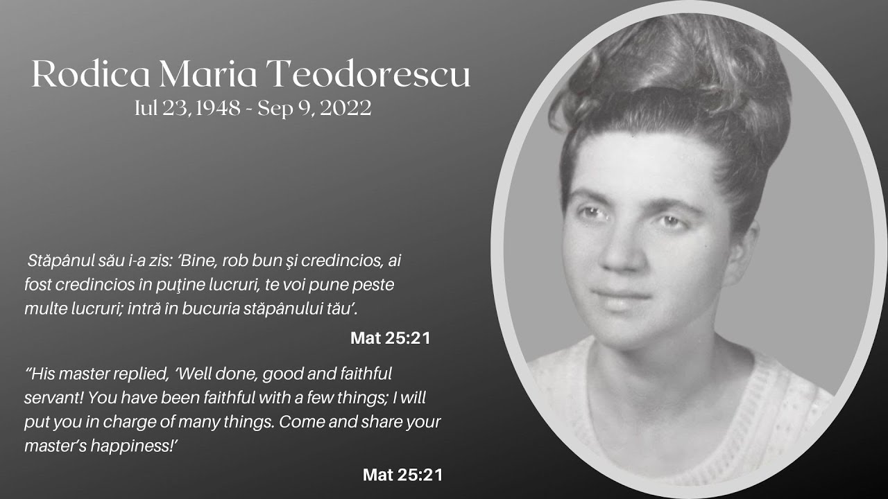 Sept 12, 2022 - Luni/Monday - Rodica Teodorescu - Seară de Priveghi ...