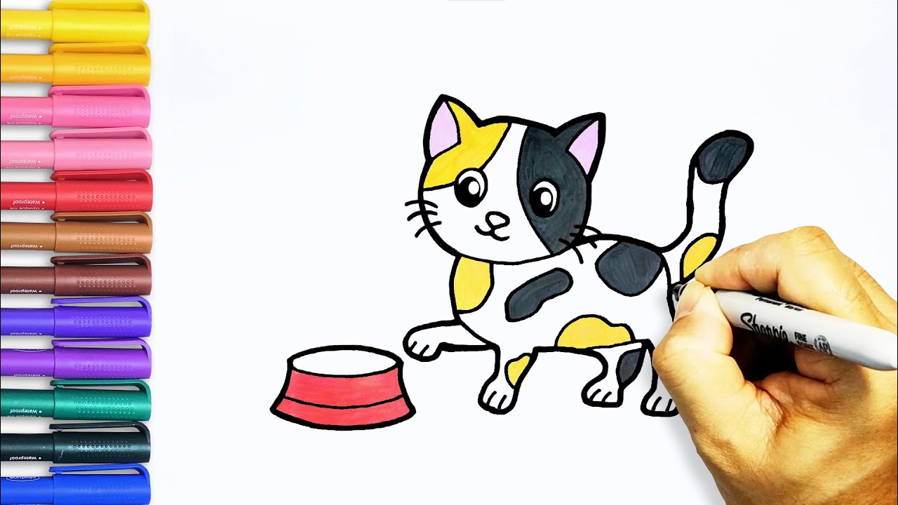 How to Draw Cute Calico Kitten for Beginners | Step-by-Step Easy ...