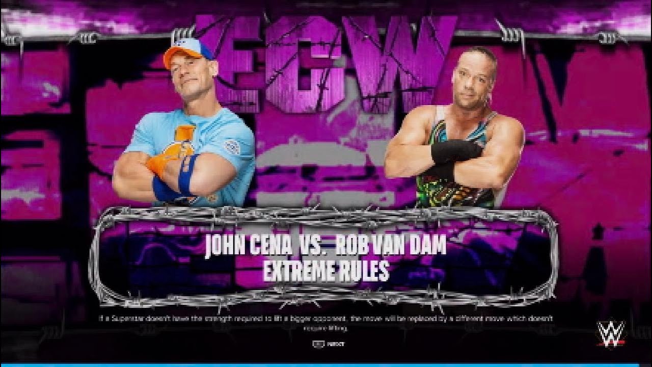 WWE 2K24 John Cena vs Rob Van Dam at ECW in a Extreme Rules Match - YouTube