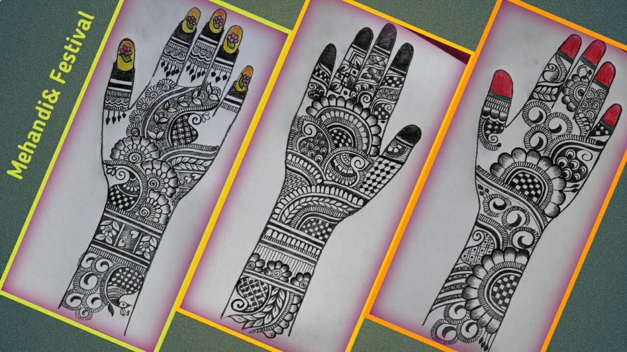 Mehandi design • 3 Best and beautiful pencil ️ mehandi designs - YouTube