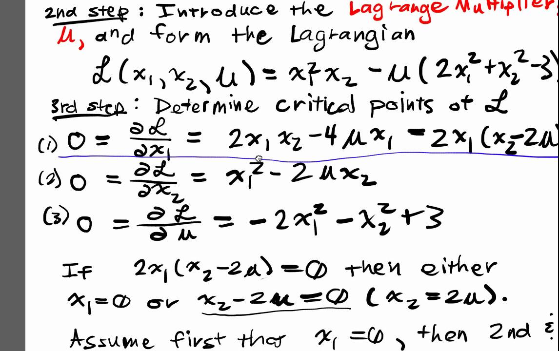 Constrained Optimization Lecture I Part 4: Lagrangian Example 1 - YouTube