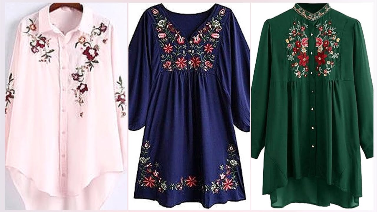 Latest embroidered shirts top design collection - YouTube