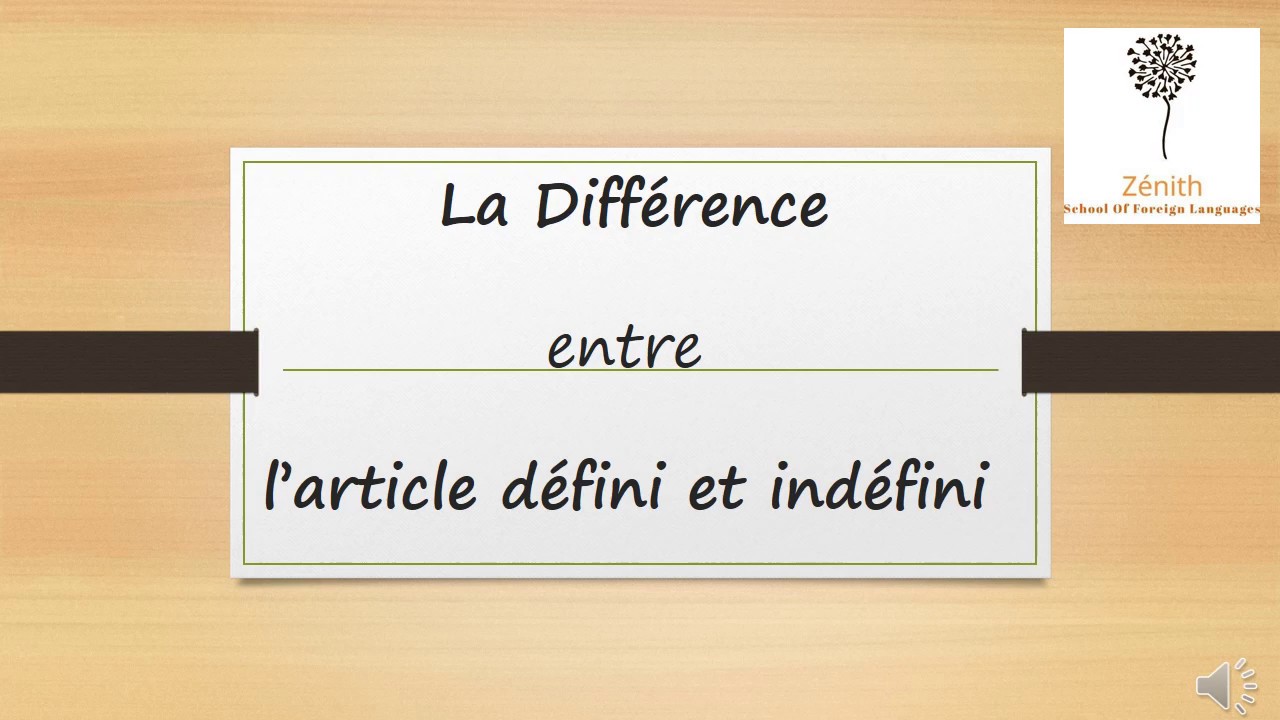 La Différence entre l'article défini et indéfini - YouTube