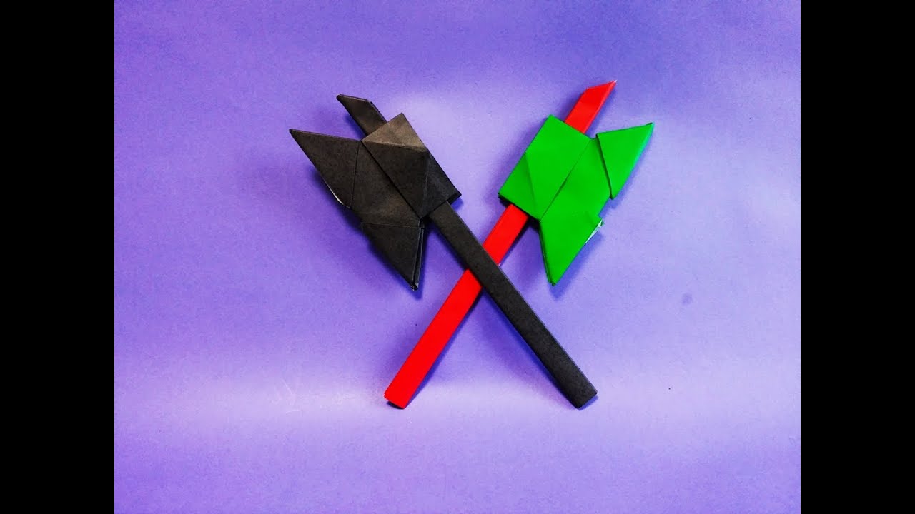 도끼 종이접기 How to make an Origami AXE - YouTube