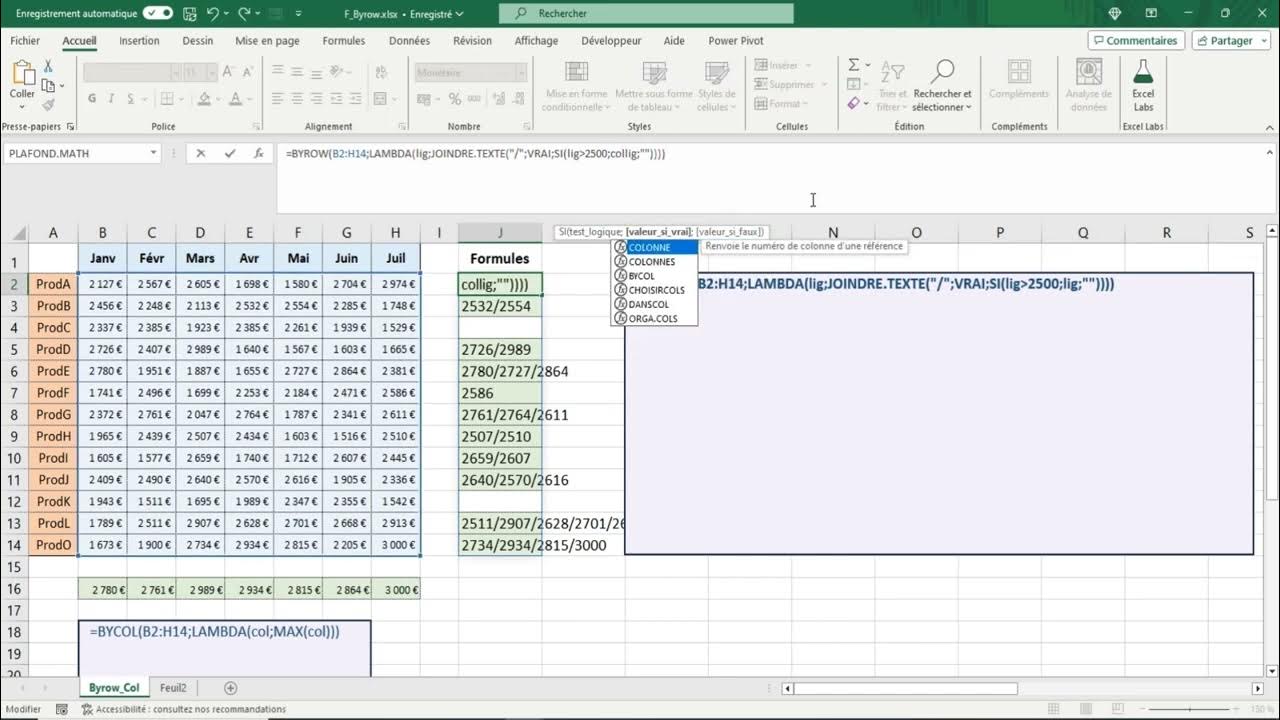 Excel - Fonction BYROW, BYCOL... - YouTube