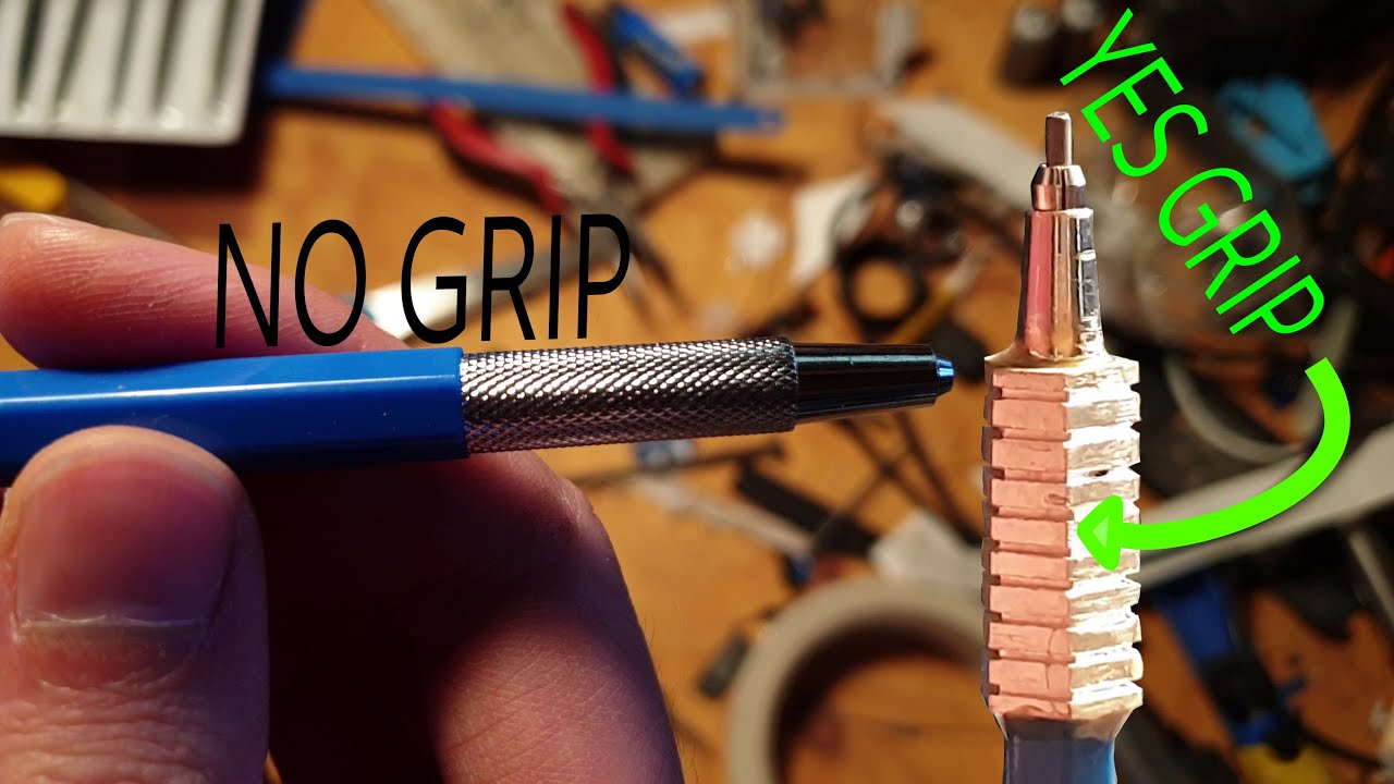 Making a metal grip for a cheap lead holder - YouTube