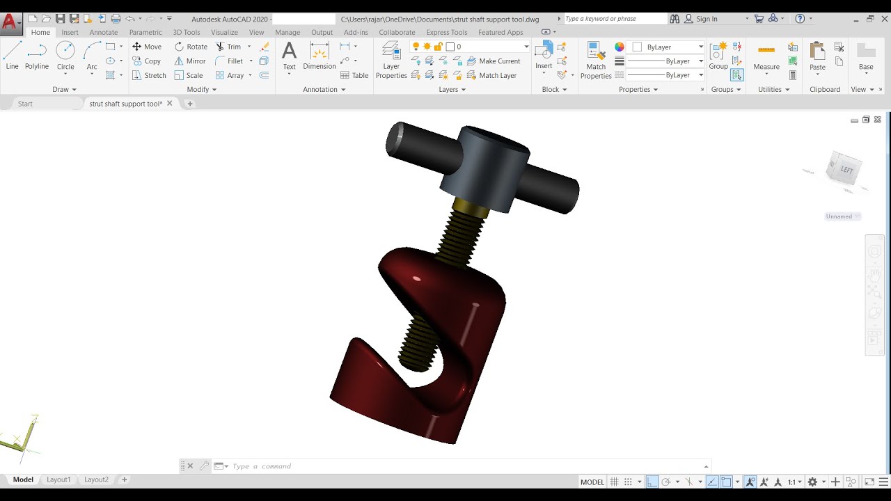 strut shaft support tool modeling in autocad by (ⓐⓤⓣⓞⓒⓐⓓⓒⓜⓓ) - YouTube