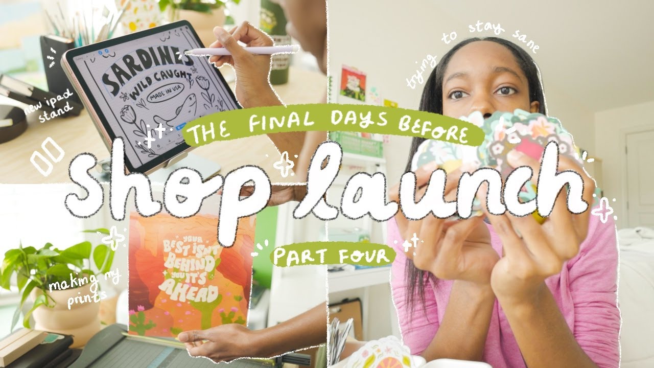 Shop Launch Diaries 🛒🍒 final days before launch, making prints and ...