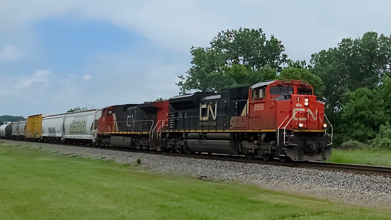 Canadian national eastbound A492 8950+2617 Bancroft Michigan July 10 ...