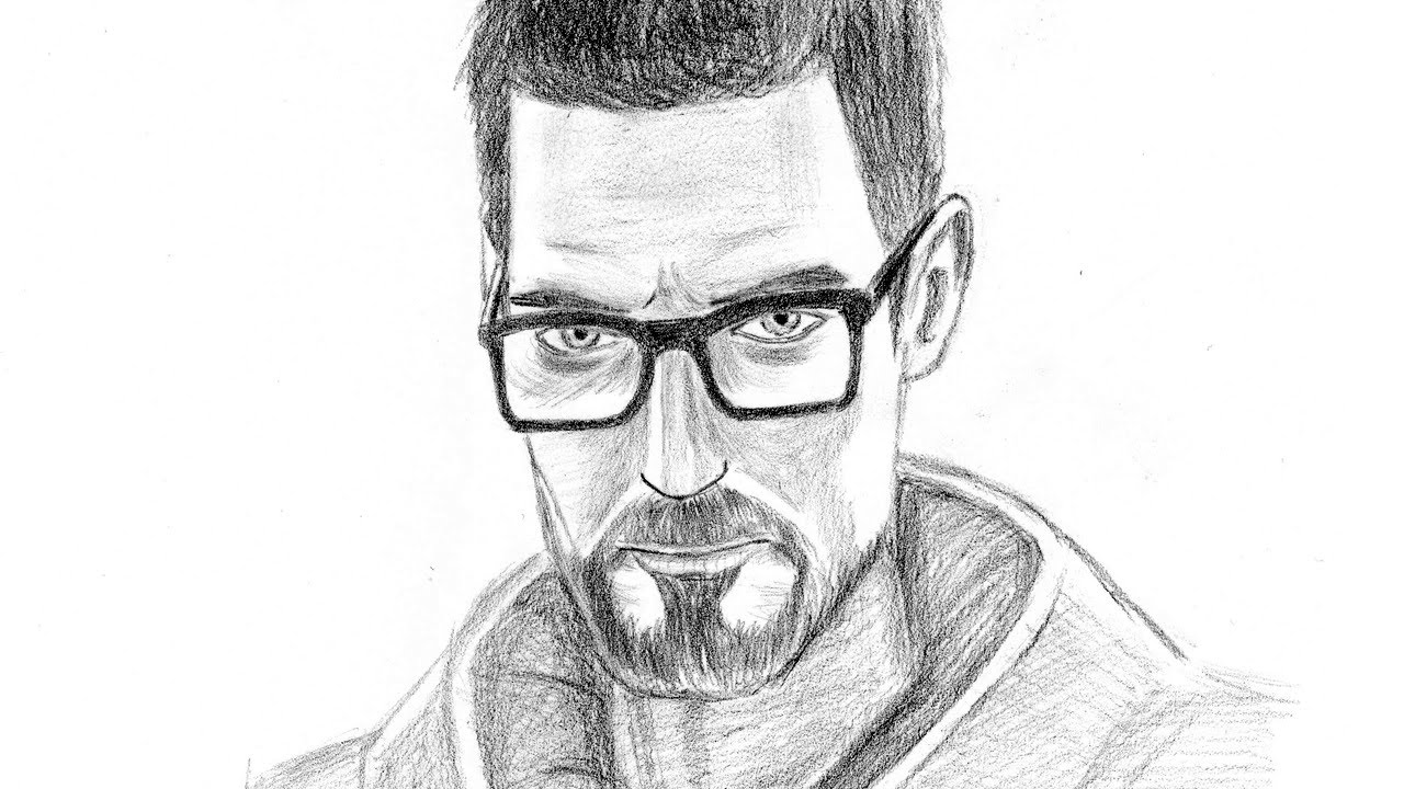 Pencil Drawing of Gordon Freeman from Half-Life series | Timelapse ...