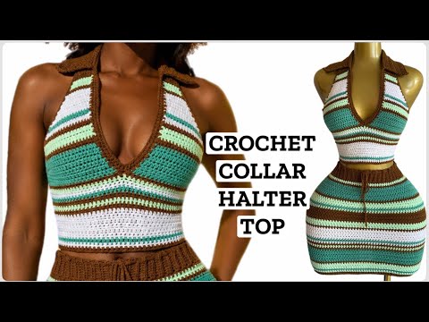 Crochet collar halter top : I TURNED MY VIRAL CROCHET COLLAR DRESS INTO A 2 PIECE 