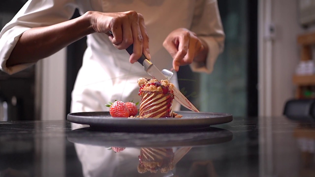 Beautiful strawberry vanilla cruffin by Textures Cafe - YouTube
