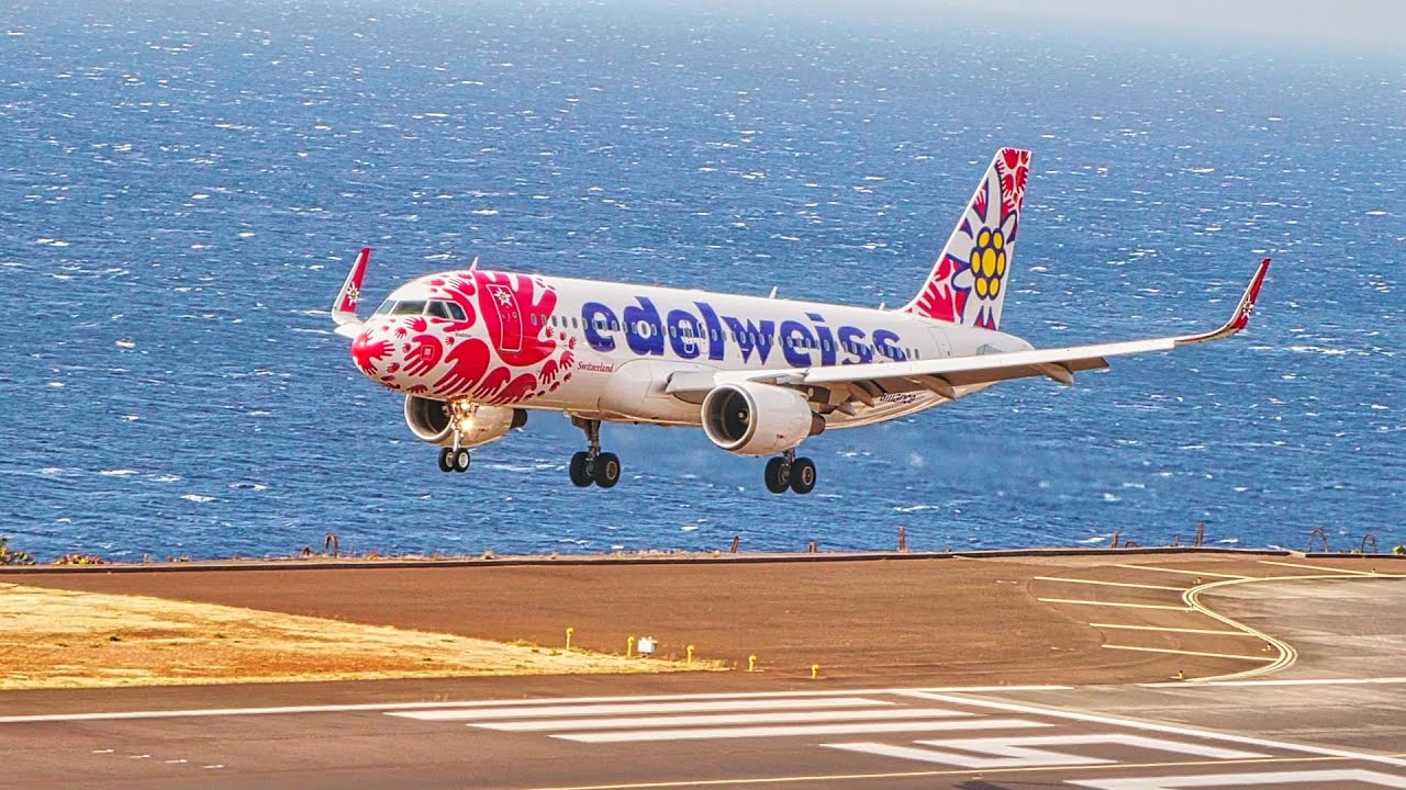 Edelweiss HELP ALLIANCE LIVERY Airbus A320 at Madeira Airport - YouTube