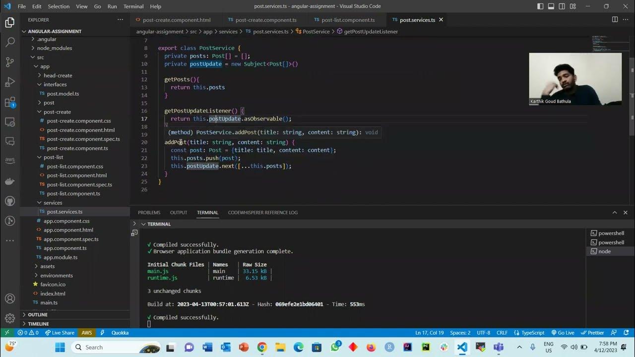 Web Development Assignment 4 on Angular by Karthik Goud Bathula - YouTube