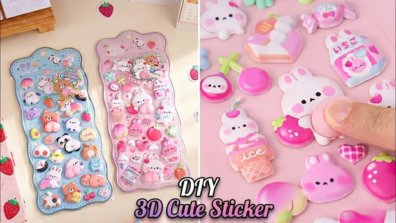 DIY 3D Stickers at Home 😍 | Without Double Sided Tape | Easy & Cute ...