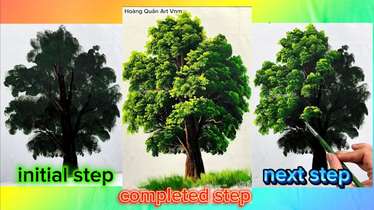 🎨🌳 Steps to draw a tree and details on how to do it/ landscape painting ...