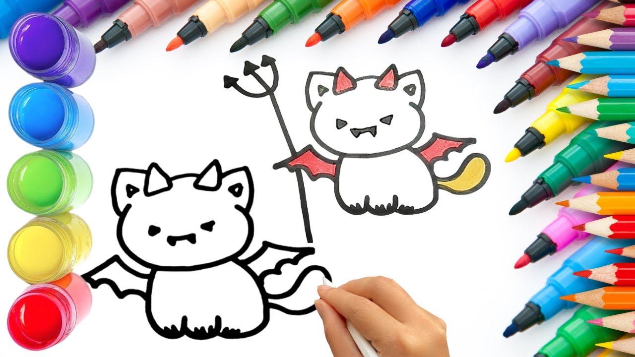 How To Draw cute Devil Drawing, Painting & Coloring For Kids and ...