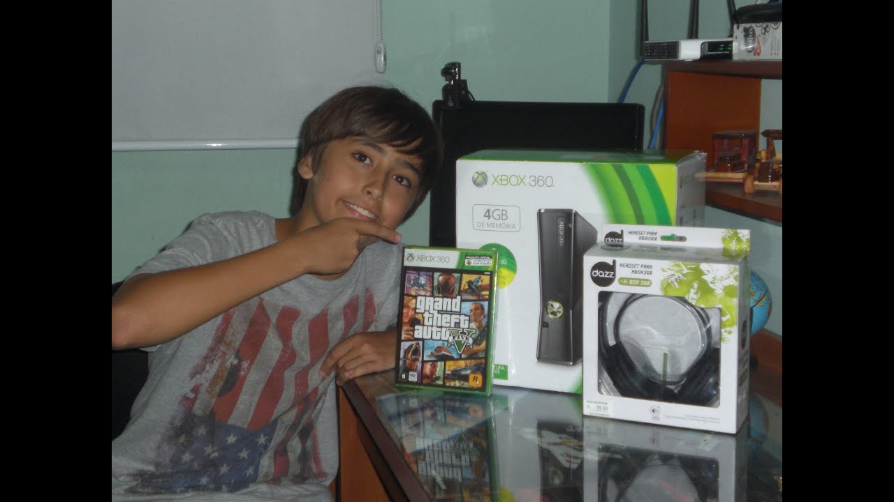 Unboxing xbox 360 ,gta 5 e headset - YouTube