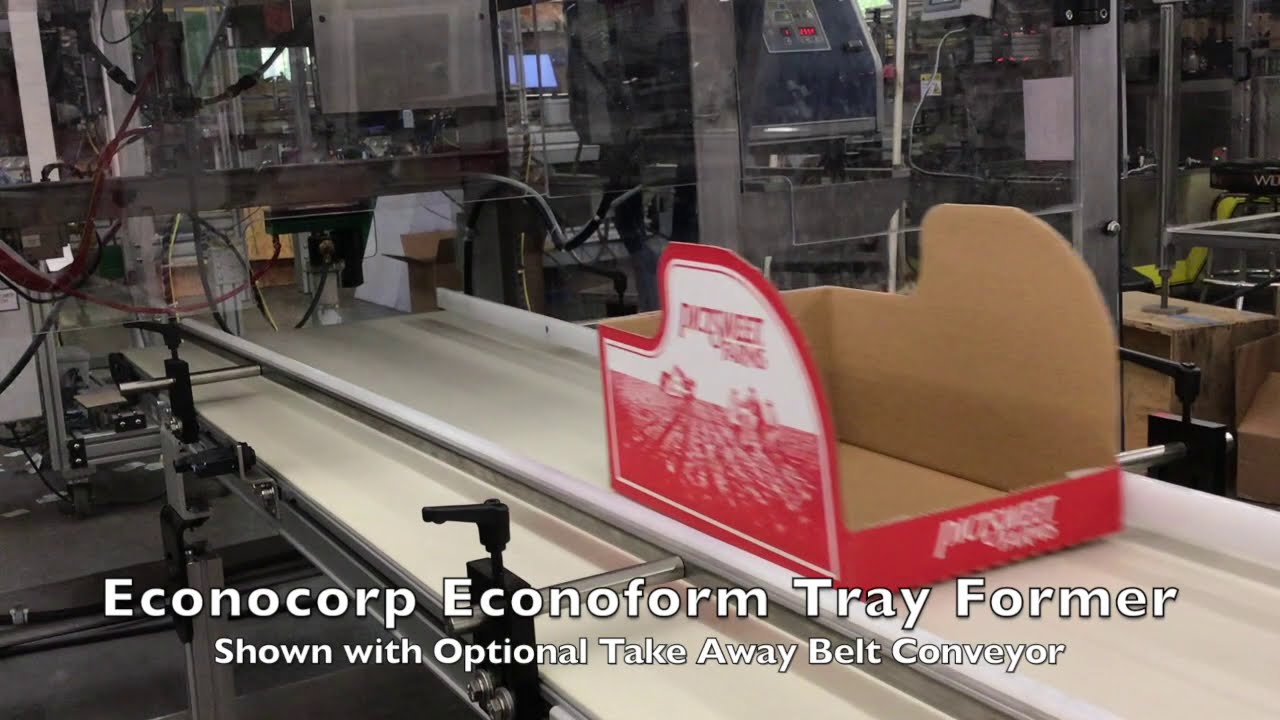 Econocorp Econoform Tray Former for Glued Corner Display Tray - YouTube