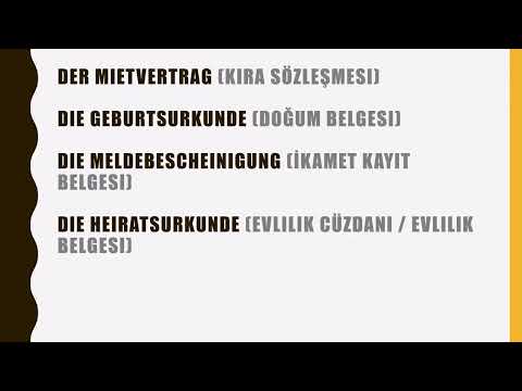 Almanya Aile Birleşimi Vizesi İçin En Önemli Almanca Evrak İsimleri