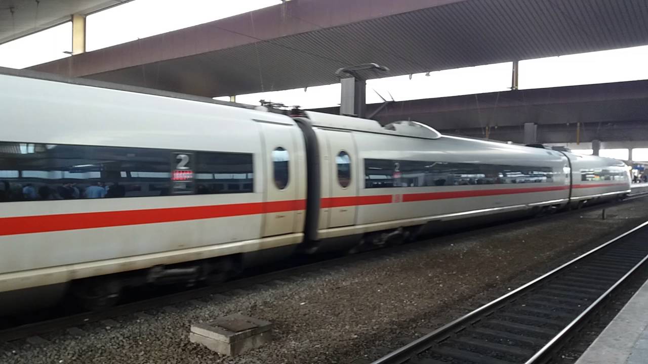 The high-speed train ICE 3 of Deutsche Bahn departing from Düsseldorf ...