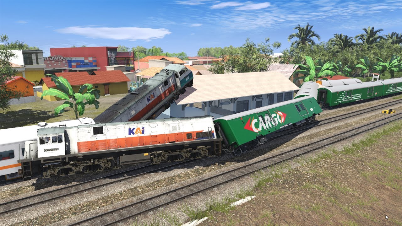 Kereta Api Terbang Melewati Kereta Api Tabrakan | Flying Train Passes ...