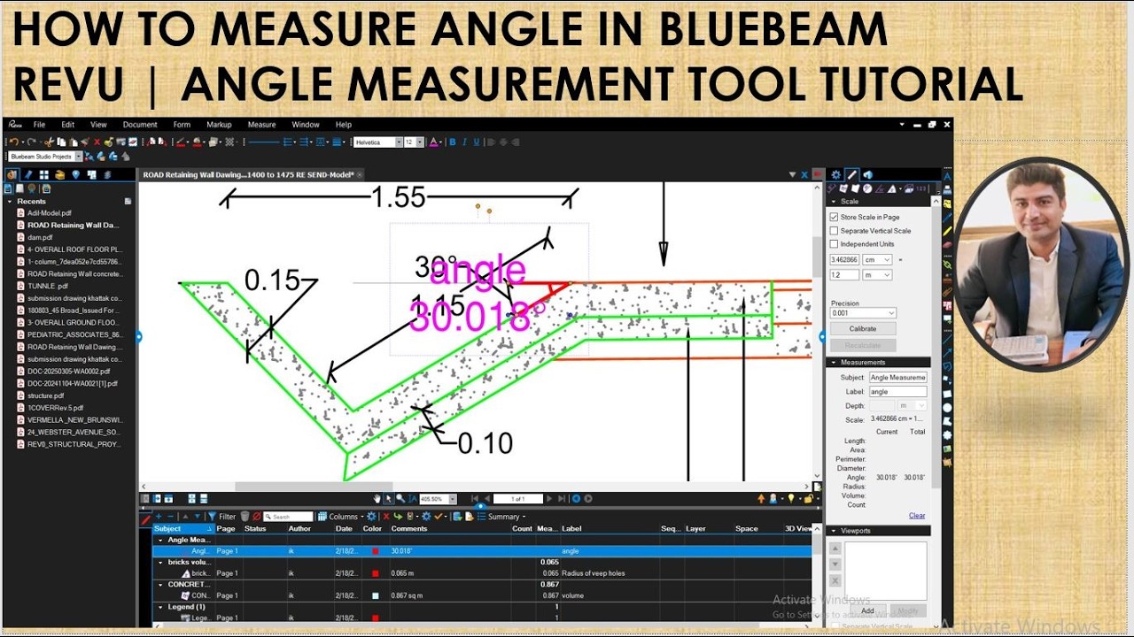 How to Measure Angle in Bluebeam Revu | Angle Measurement Tool Tutorial ...