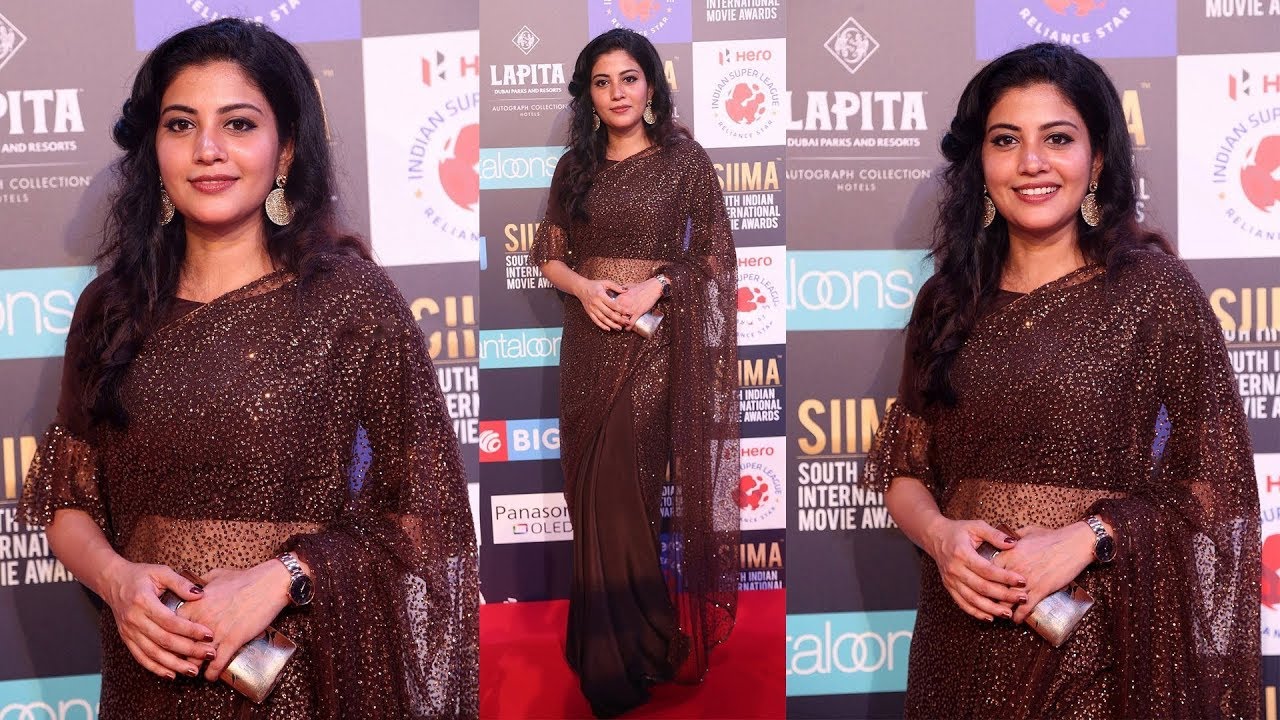 Shivada Nair In Saree At SIIMA Awards Red Carpet 2018 In Dubai - YouTube