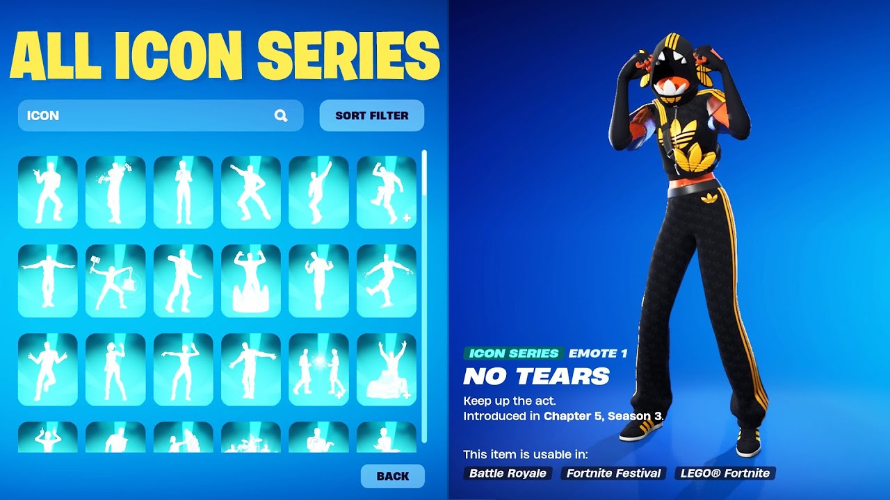ALL FORTNITE ICON SERIES & NEW TIKTOK EMOTES (CHILL CHALLENGER!) - YouTube