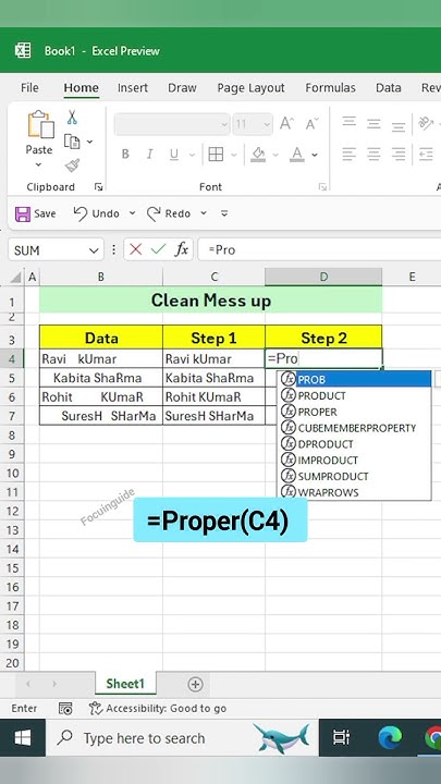 Clean Messup Focusinguide Exceltips Tutorial Shorts Youtube