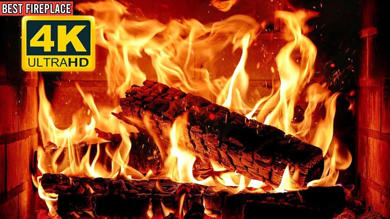 FIREPLACE 4K🔥Cozy Fire Background (3 HOURS), Fireplace video with ...