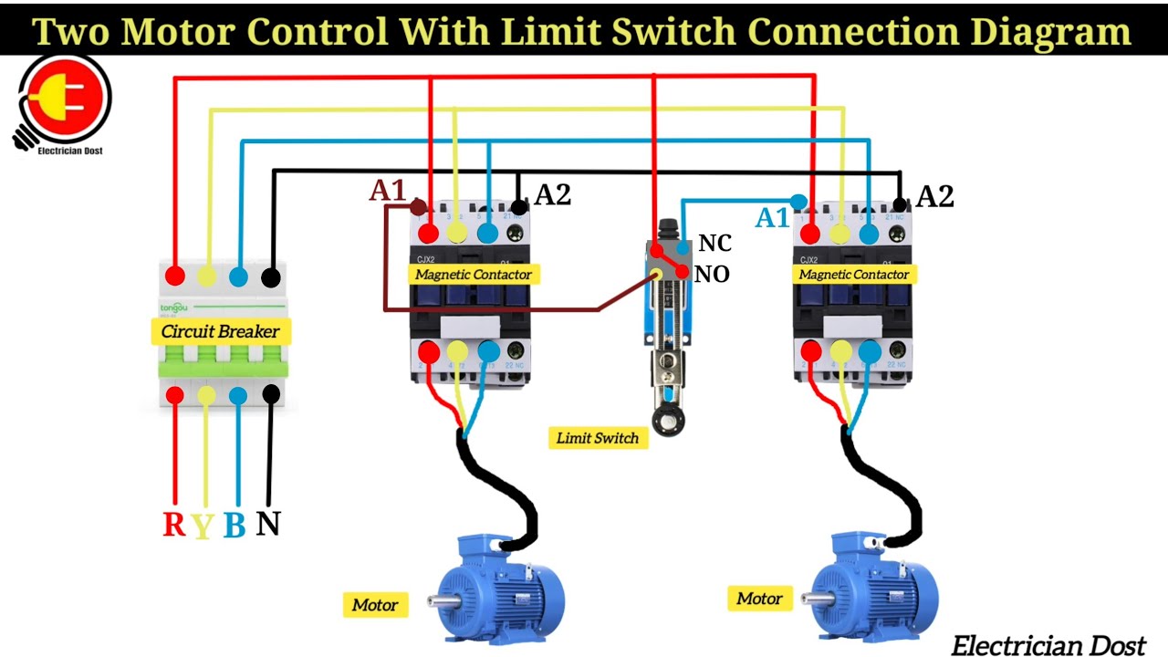 Two Motor Control Using limit Switch connection Diagram@ElectricianDost ...
